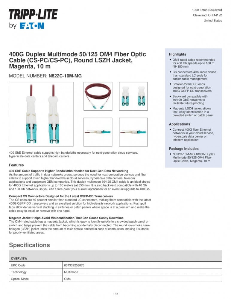 N822C-10M-MG technical document page 1