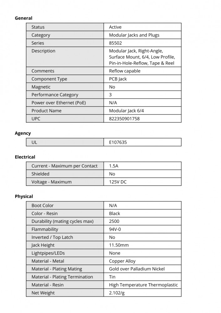 MOLEX 855025010 product document page 2