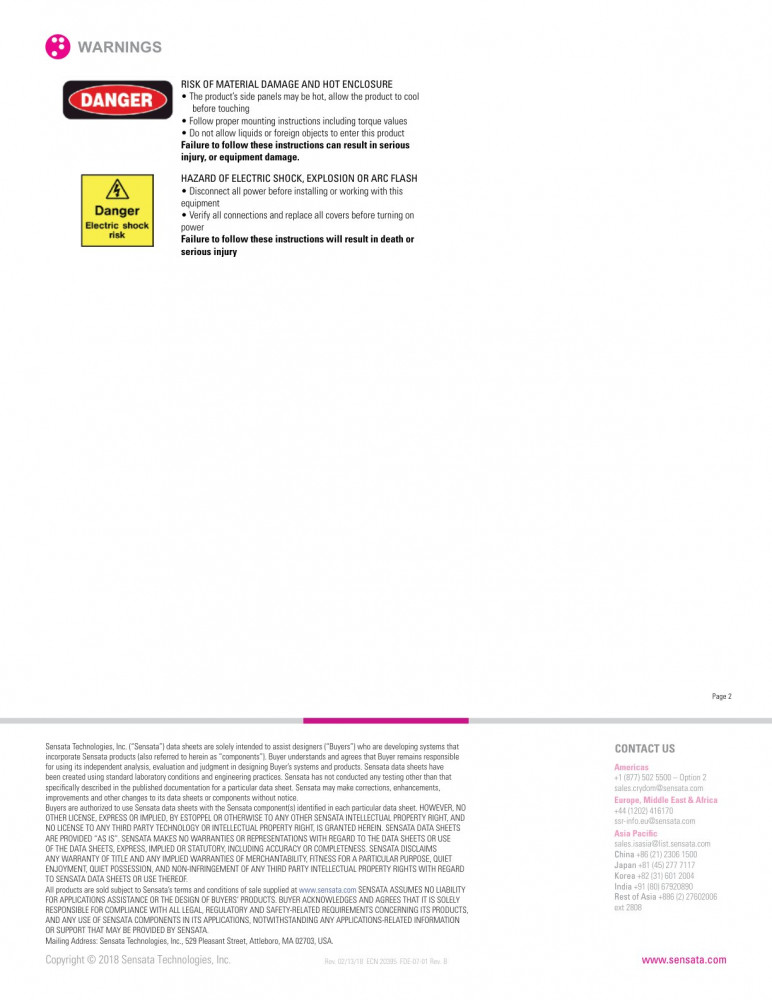 Sensata TRM3/0 technical document page 2