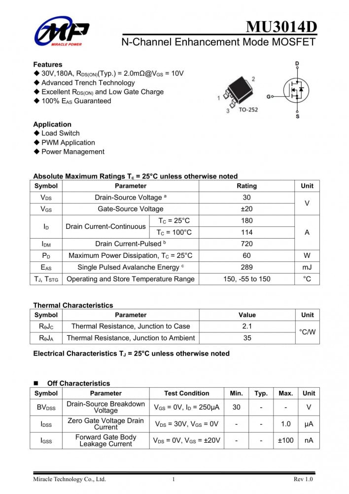 MU3014D datasheet page 1
