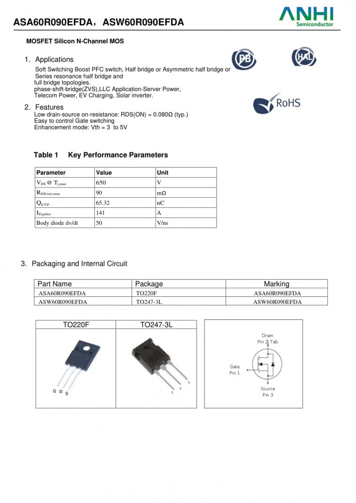 ASA60R090EFDA datasheet page 1