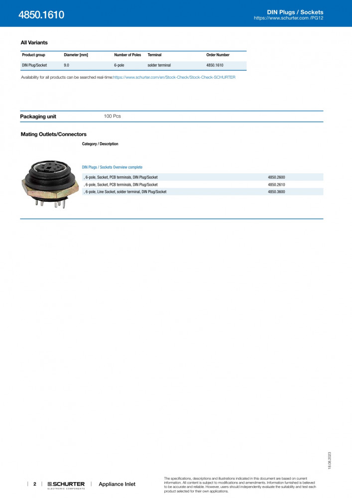 SCHURTER 4850.1610 technical document page 2