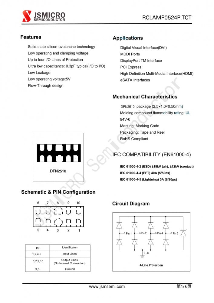 RCLAMP0524P.TCT datasheet page 1