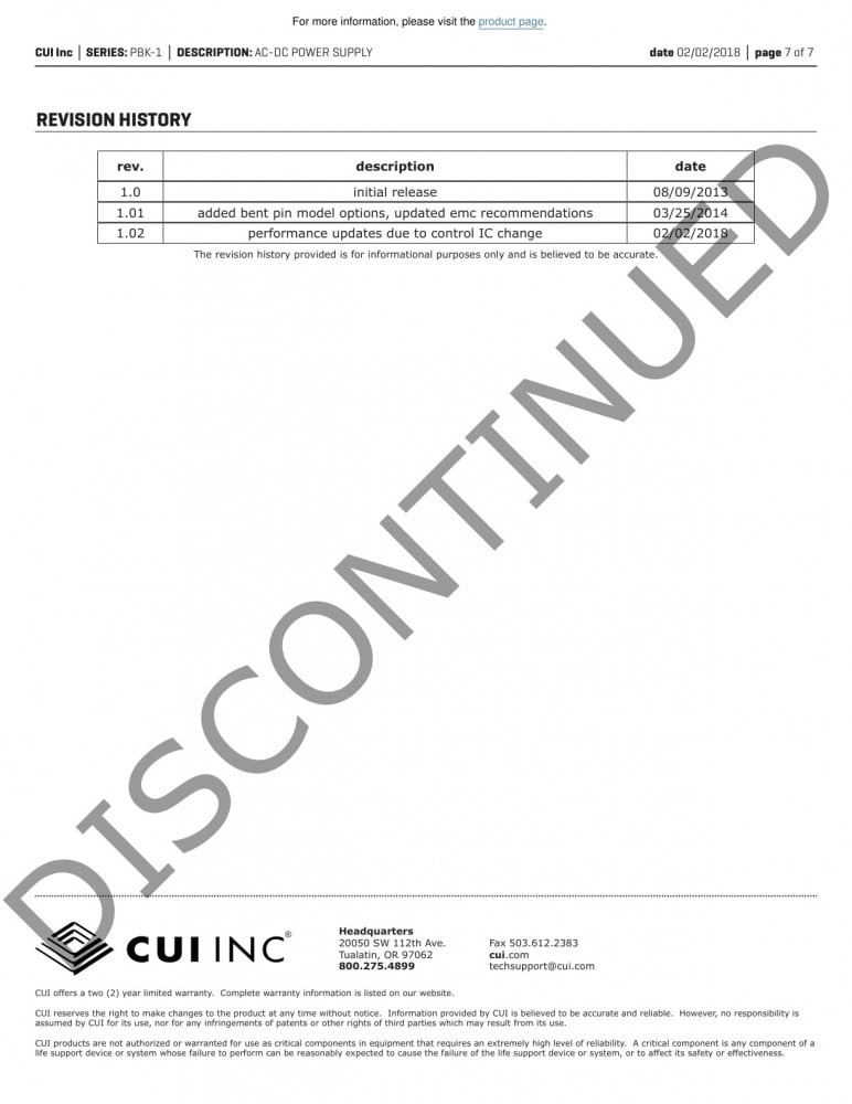 PBK-1 datasheet page 7