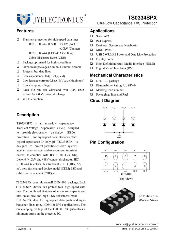 TS0334SPX datasheet page 1