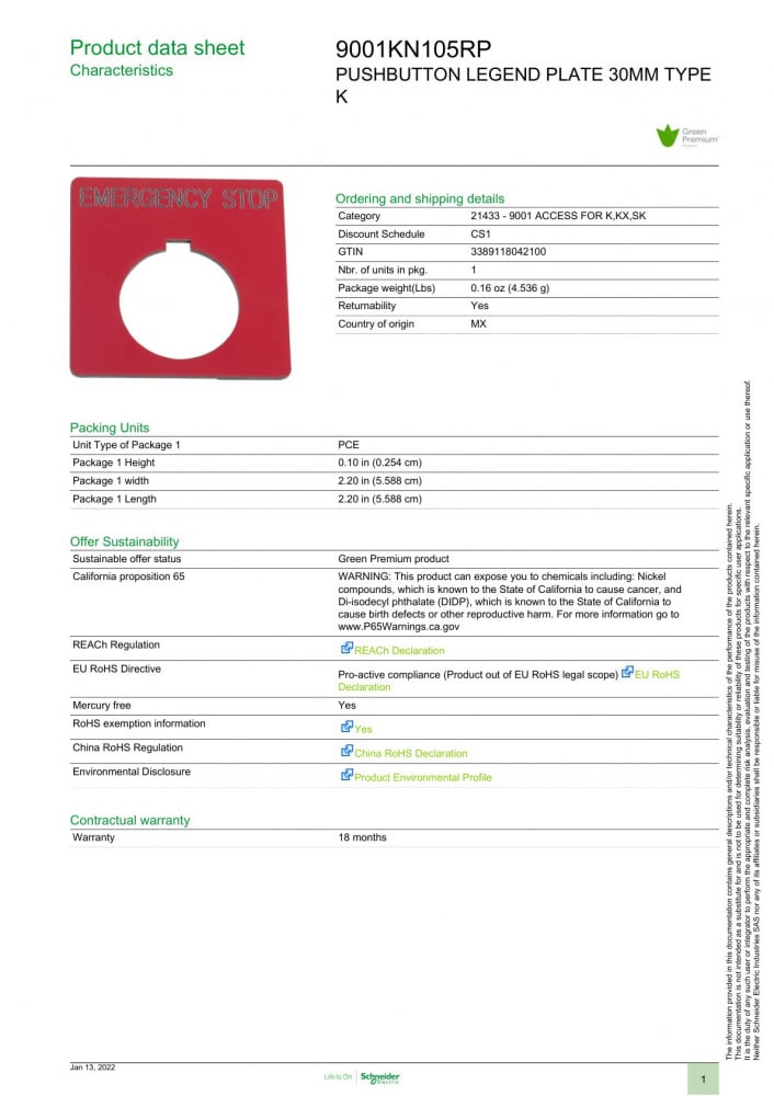 9001KN105RP technical document preview