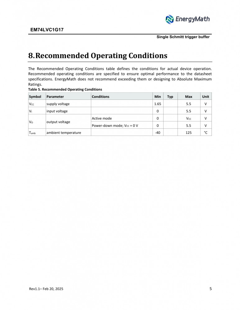 EM74LVC1G17 datasheet page 5