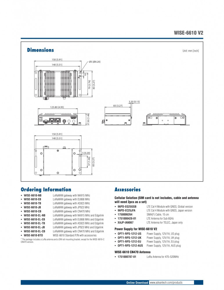 WISE-6610 V2 technical document page 2
