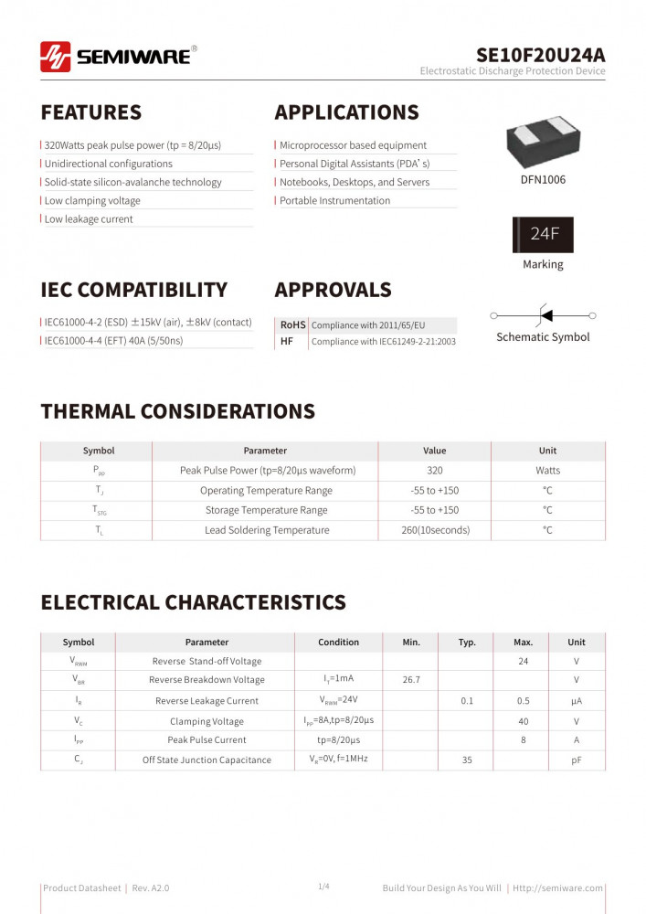 SE10F20U24A datasheet page 1