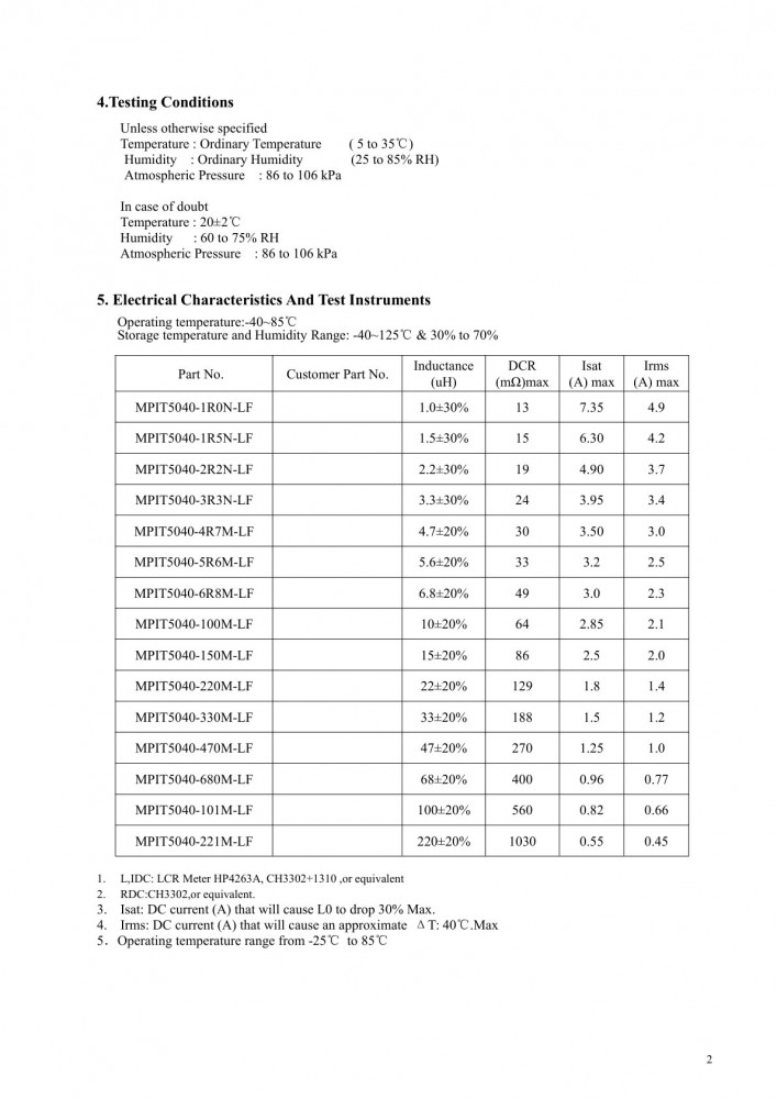 MPIT5040 datasheet page 2