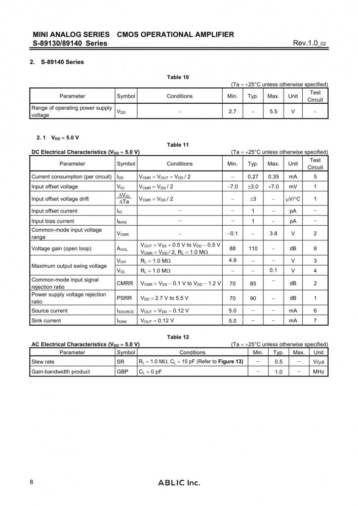 ABLIC S-89130 series datasheet page 8