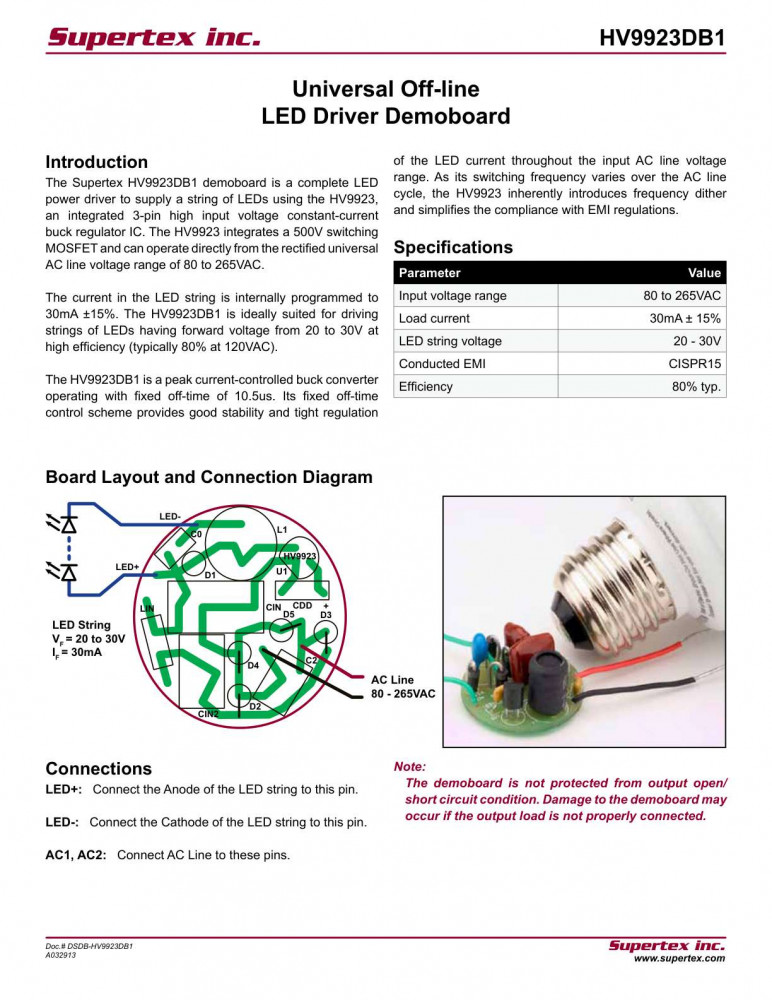 HV9923DB1 technical document image, page 1