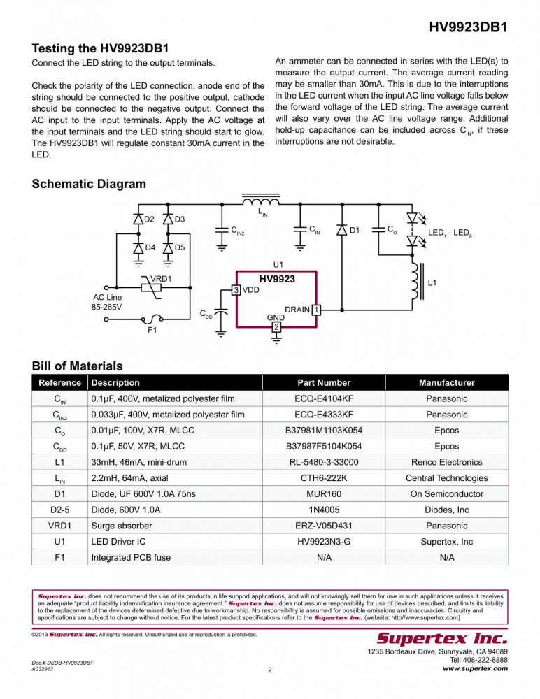 HV9923DB1 technical document image, page 2