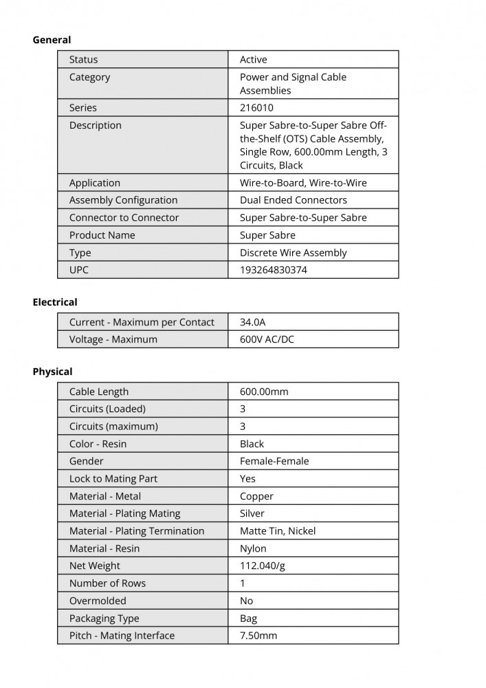 Technical document page 2 for MOLEX 2160101033