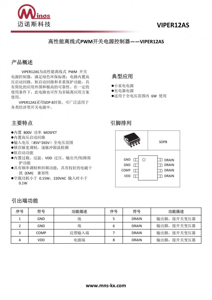 VIPER12AS datasheet page 1