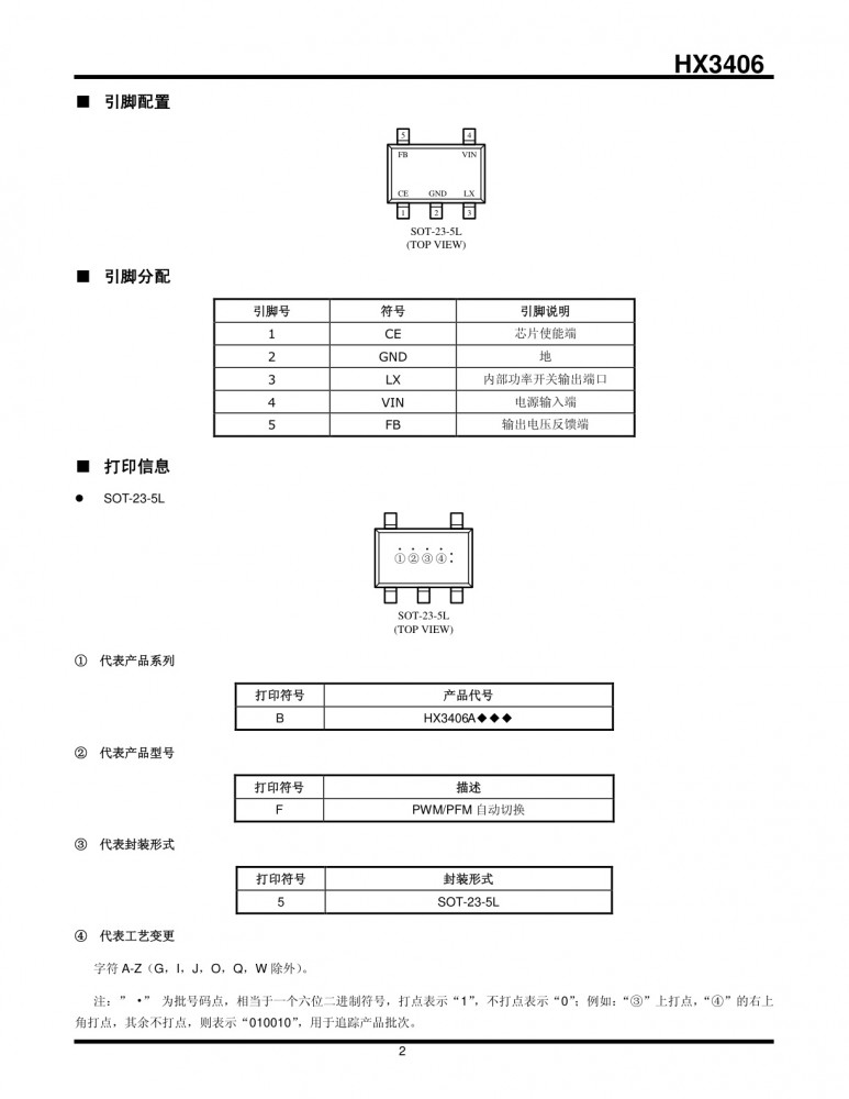 HX3406 datasheet page 2