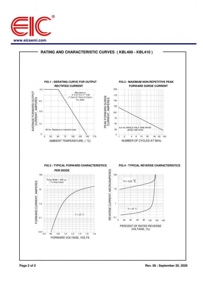 EIC KBL406M datasheet page 2