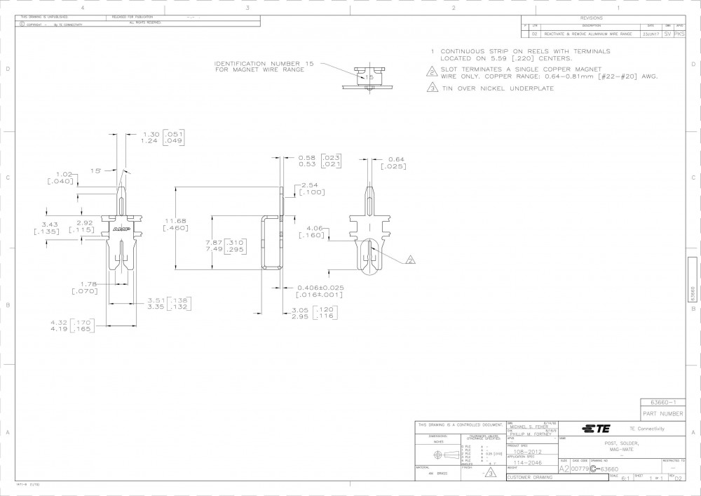 TE Connectivity 63660-1 controlled drawing preview
