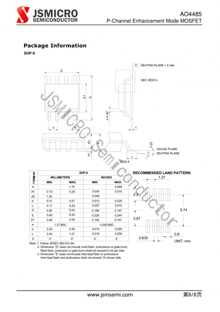 AO4485 datasheet page 8