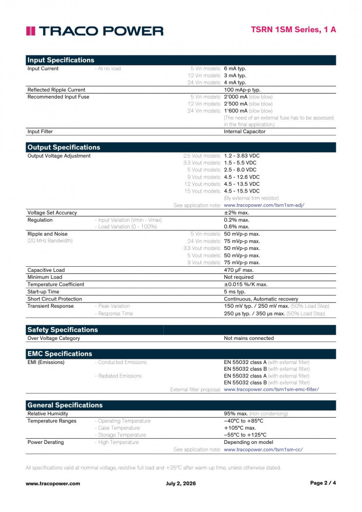 TSRN 1-0525SM technical document page 2