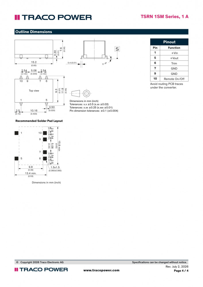 TSRN 1-0525SM technical document page 4