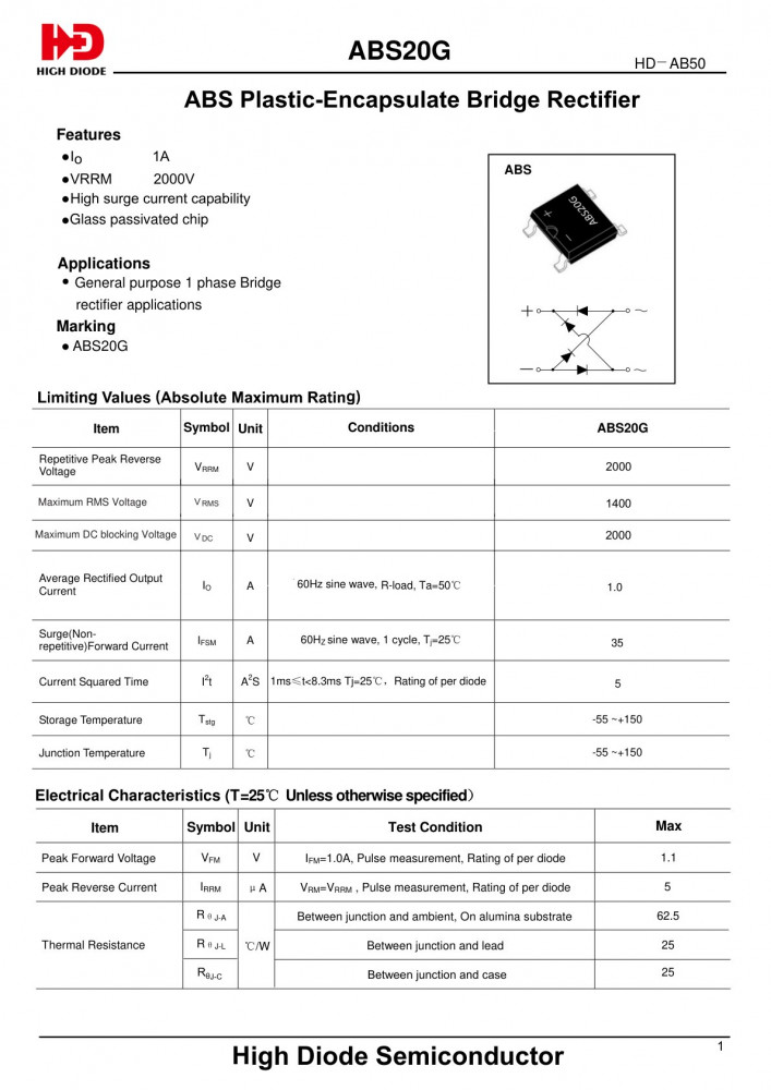 ABS20G datasheet page 1