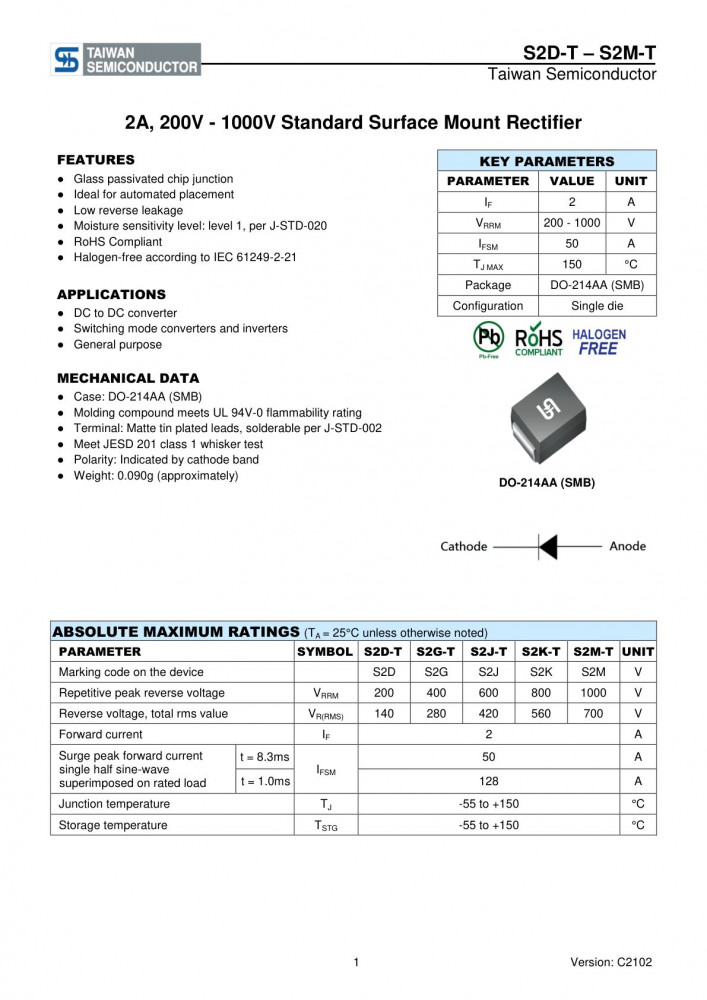 S2G-T datasheet page 1