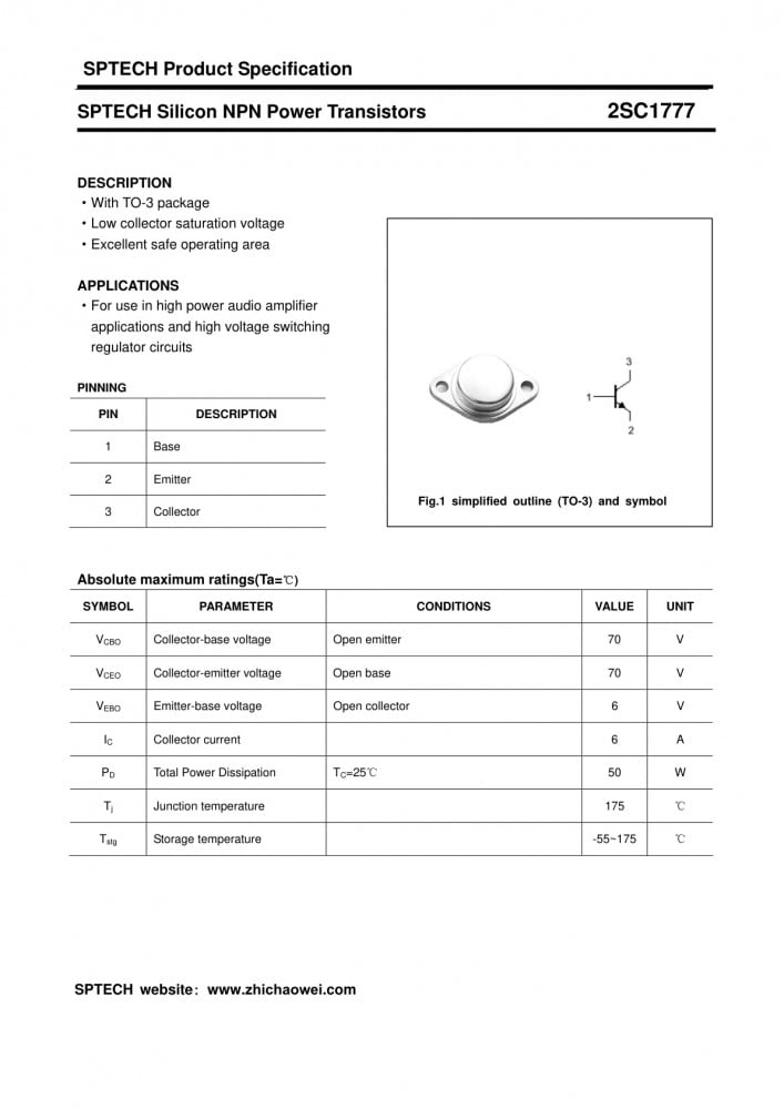 2SC1777 datasheet page 1