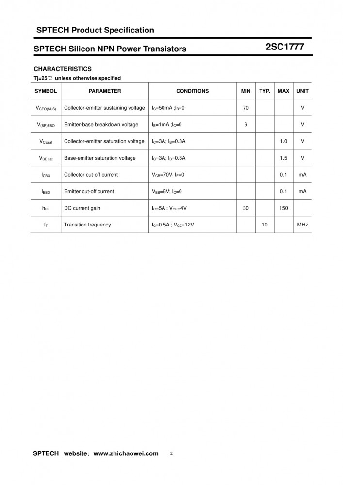 2SC1777 datasheet page 2
