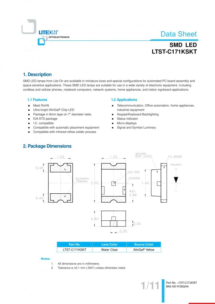 LTST-C171KSKT datasheet page 2
