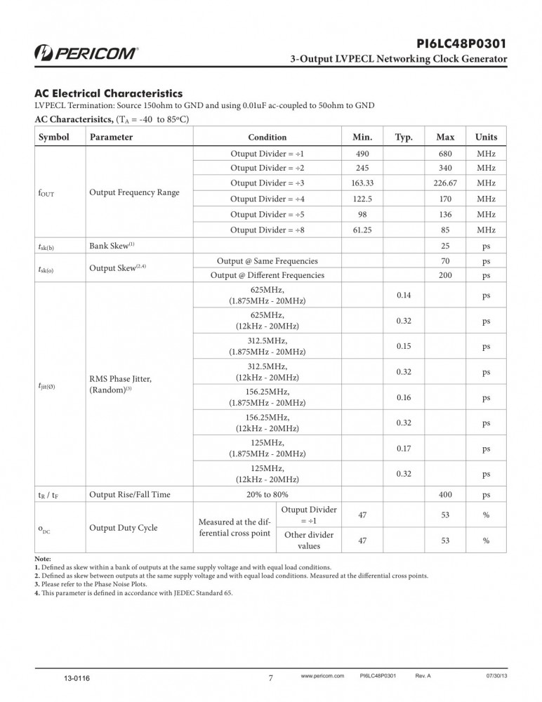 PI6LC48P0301LE datasheet page 7