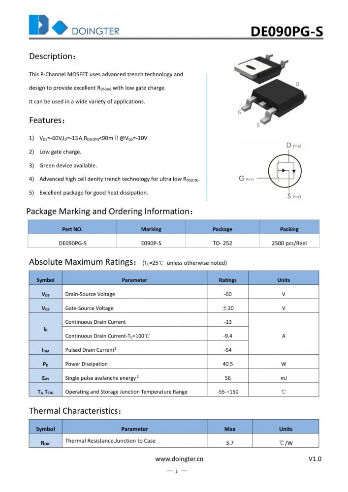 DE090PG-S datasheet page 1