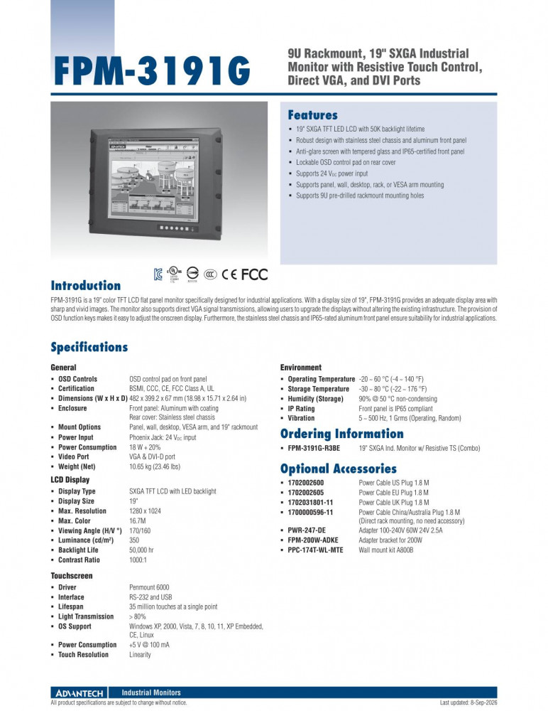 FPM-3191G product document page 1