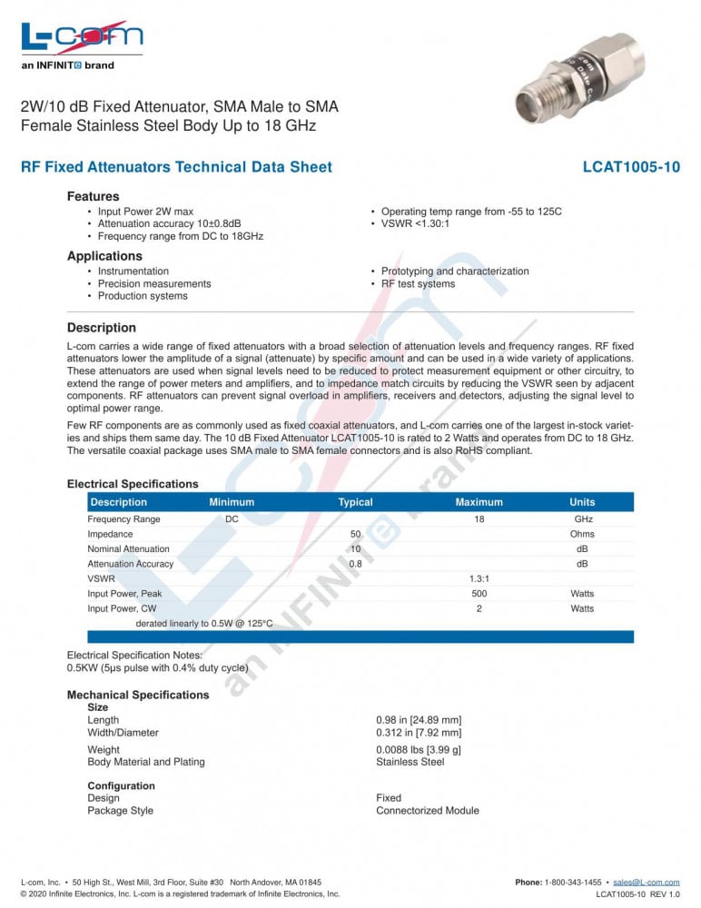 LCAT1005-10 datasheet page 1