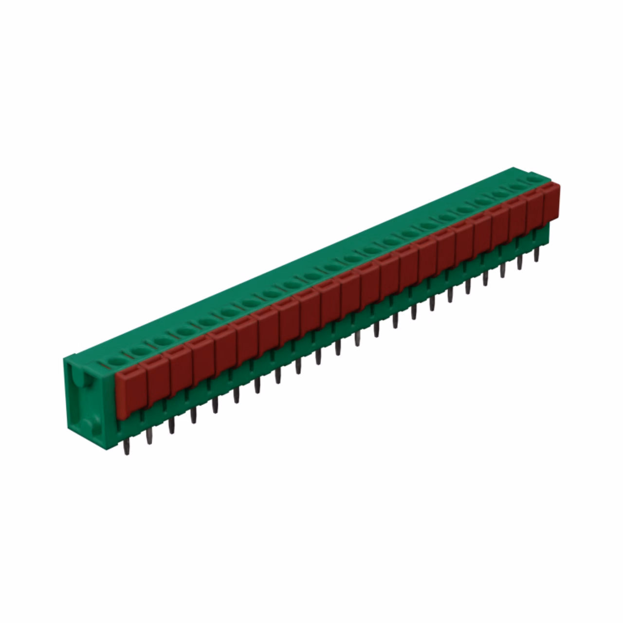 5.00mm Pitch, Eurostyle Fixed-Mount Push-Button Terminal Block, Vertical, 10A, 22-14 AWG, Green, 22 Circuits for sale