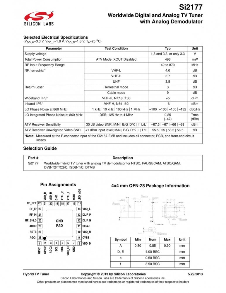 SI2177-A30-GM technical document page 2