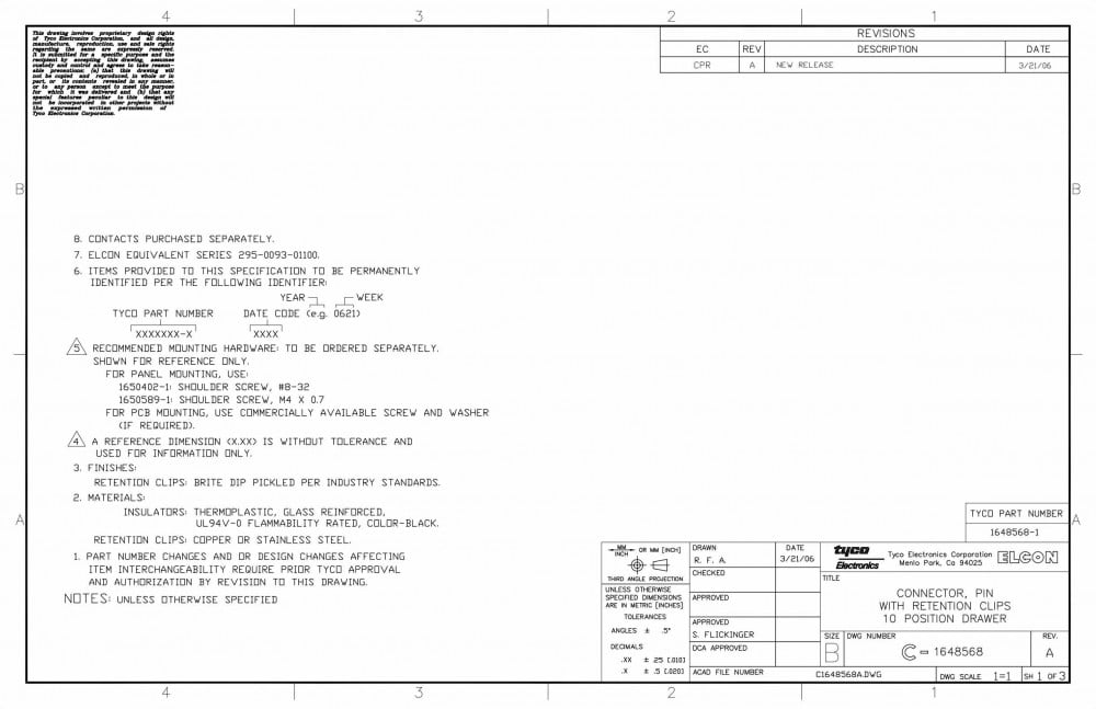 TE Connectivity 1648568-1 technical drawing page 1
