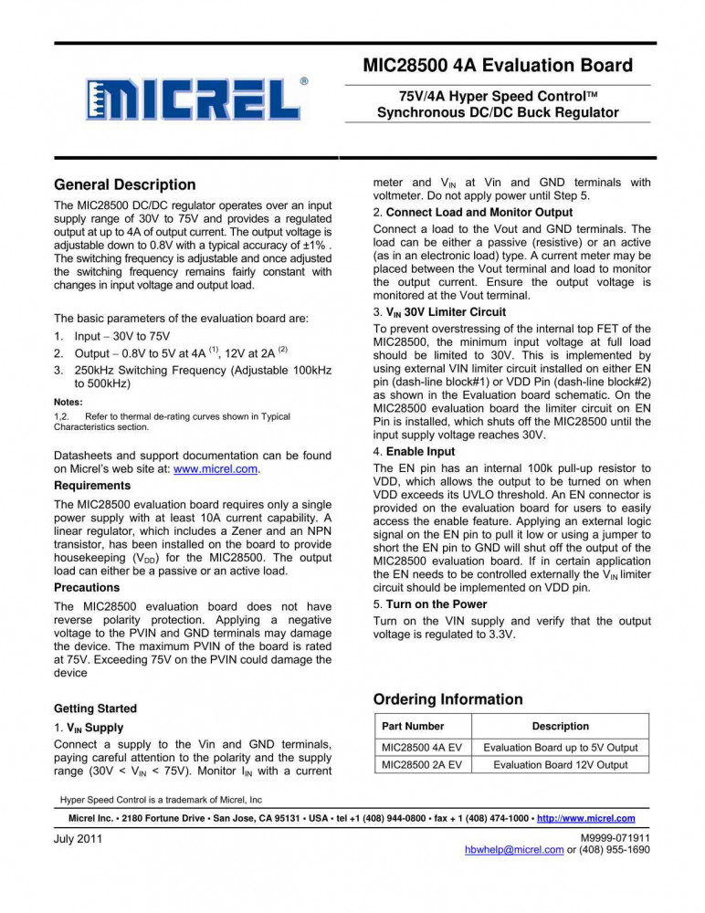 MIC28500-2A-EV technical document page 1