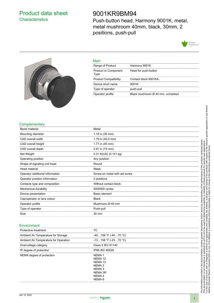 9001KR9BM94 technical document page 1