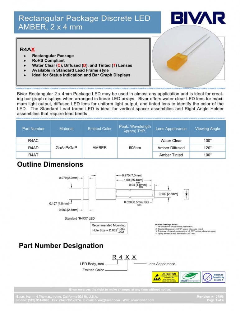 BIVAR R4AD datasheet page 1