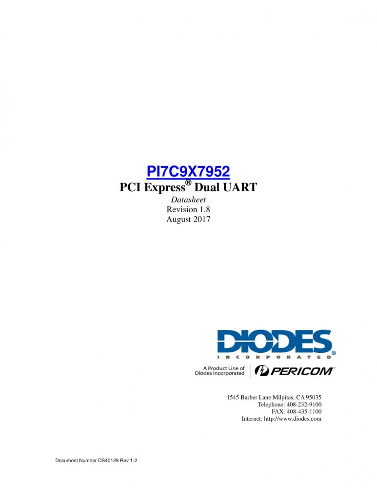 PI7C9X7952 datasheet page 1