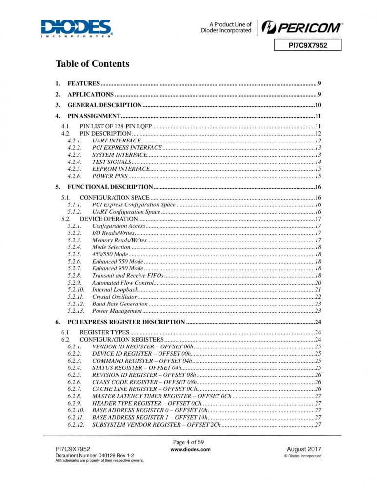 PI7C9X7952 datasheet page 4