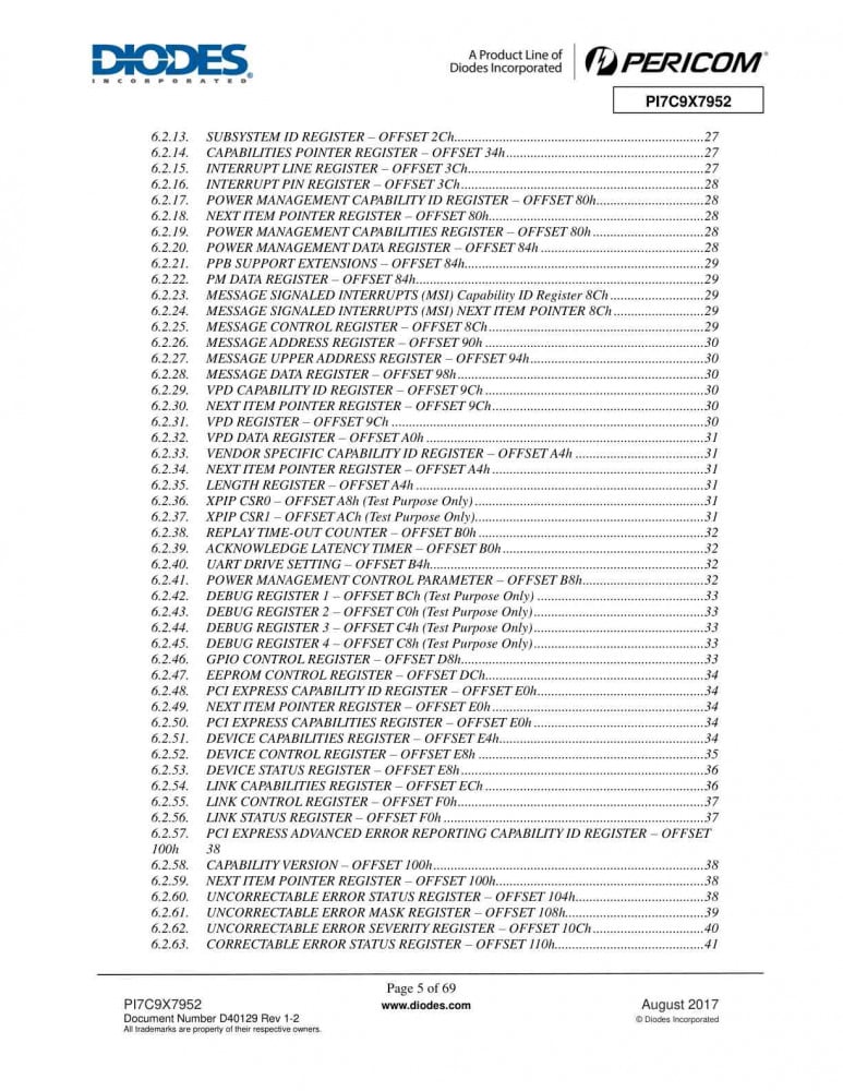 PI7C9X7952 datasheet page 5