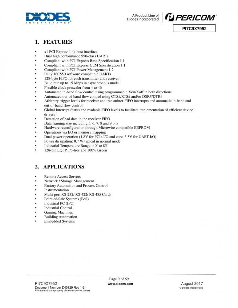 PI7C9X7952 datasheet page 9
