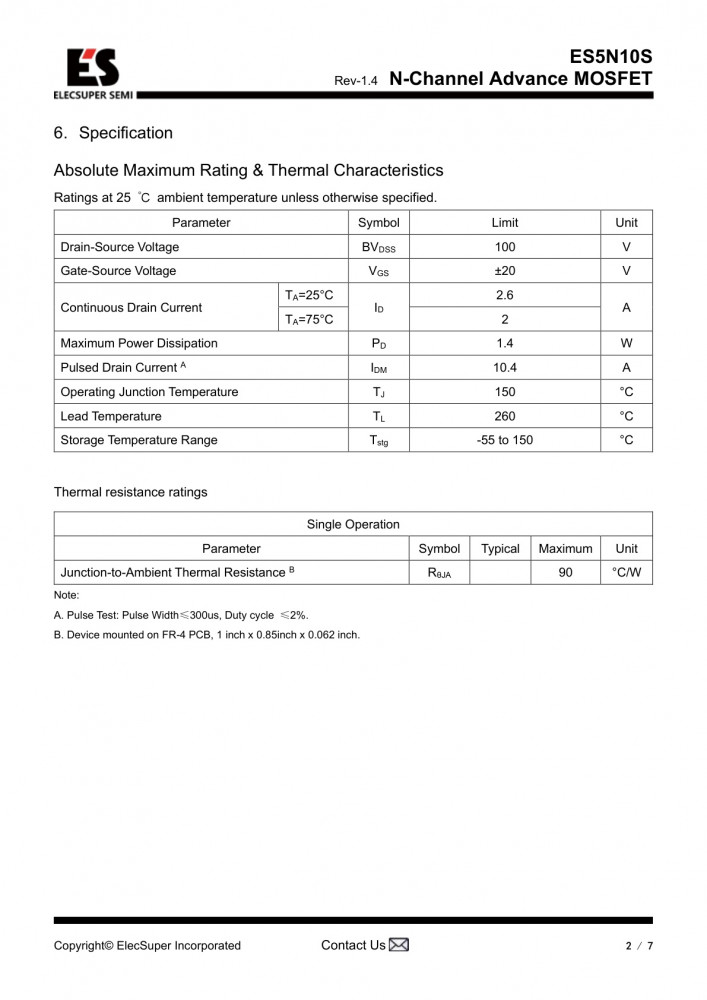 ES5N10S datasheet page 2