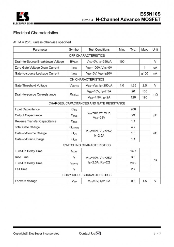 ES5N10S datasheet page 3