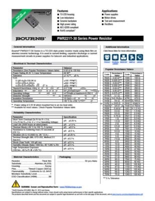 BOURNS PWR220T-35-1001J Through Hole Resistor