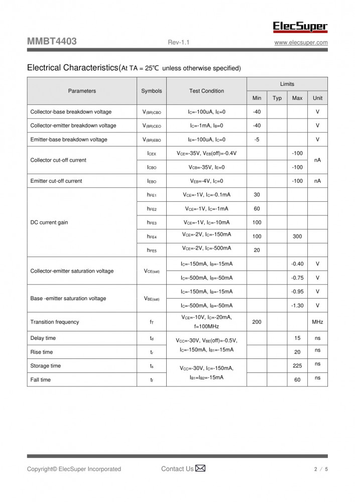 MMBT4403 datasheet page 2