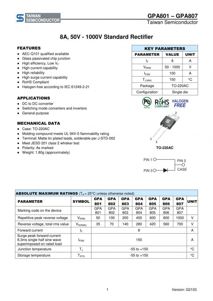GPA802 datasheet page 1