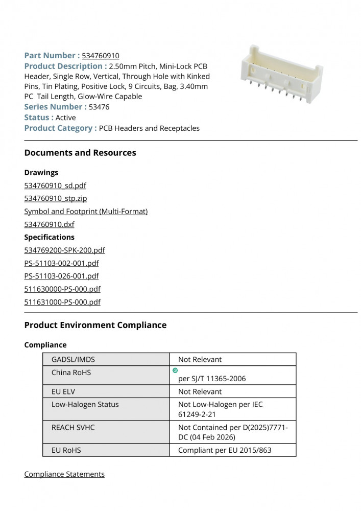 MOLEX 534760910 product document image 1